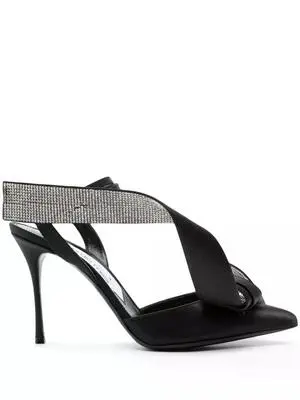 SERGIO ROSSI Marquise 100mm Bow-detail Satin Pumps - Black