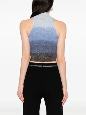 Gcds Degradé Ribbed-knit Cropped Top - Blue