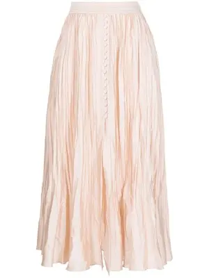 Simkhai Crinkled Pleated Midi Skirt