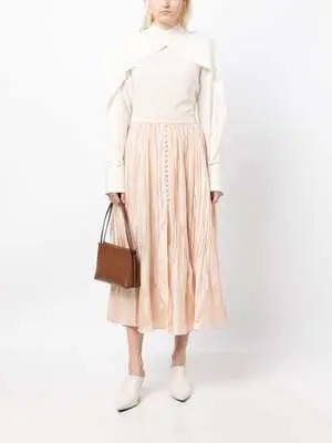 Simkhai Crinkled Pleated Midi Skirt