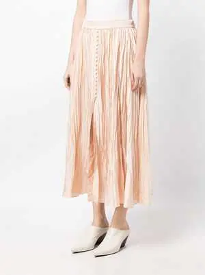 Simkhai Crinkled Pleated Midi Skirt