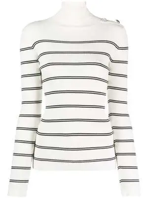 Liu Jo Striped Ribbed-knit Jumper - White