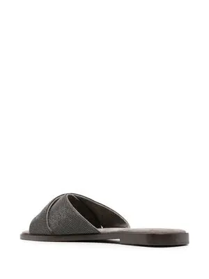 Brunello Cucinelli Monili Detail Crossover-straps Slides