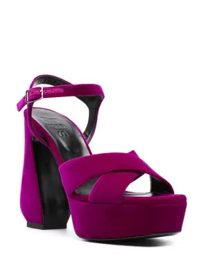 SERGIO ROSSI 140mm Velvet Platform Sandals - Purple