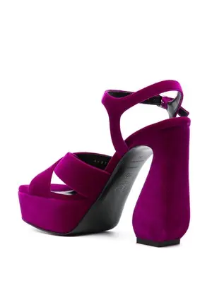 SERGIO ROSSI 140mm Velvet Platform Sandals - Purple