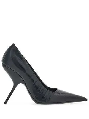FERRAGAMO Eva 105mm Crocodile-embossed Pumps - Black