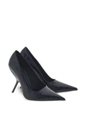 FERRAGAMO Eva 105mm Crocodile-embossed Pumps - Black