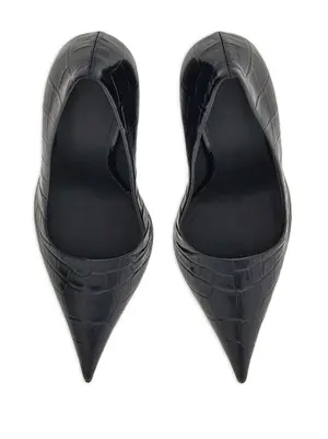 FERRAGAMO Eva 105mm Crocodile-embossed Pumps - Black