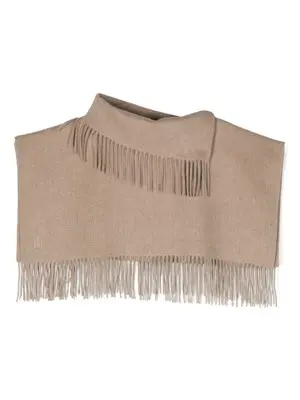 BY MALENE BIRGER Fringed Wool Cropped Poncho - Neutrals