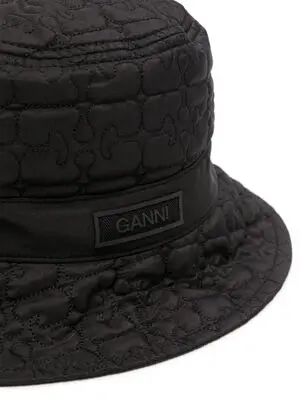 GANNI Logo-patch Quilted Bucket Hat