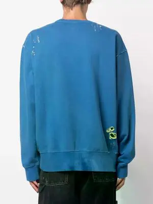 DIESEL® Logo-embroidered Ripped Cotton Sweatshirt