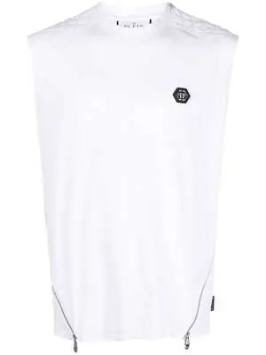 Philipp Plein Hexagon Zip-detailed Quilted Tank Top