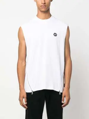 Philipp Plein Hexagon Zip-detailed Quilted Tank Top