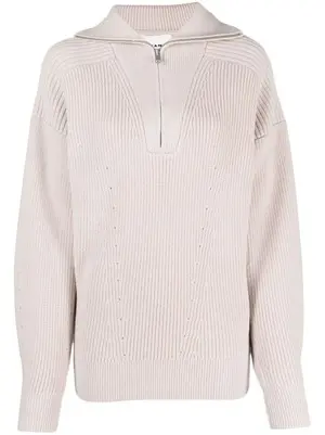 MARANT ETOILE Benny Half-zip Sweater - Neutrals