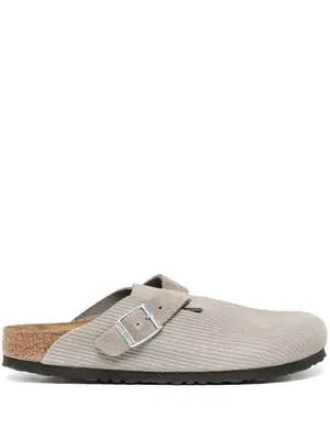 BIRKENSTOCK Boston Embossed Suede Clogs - Grey