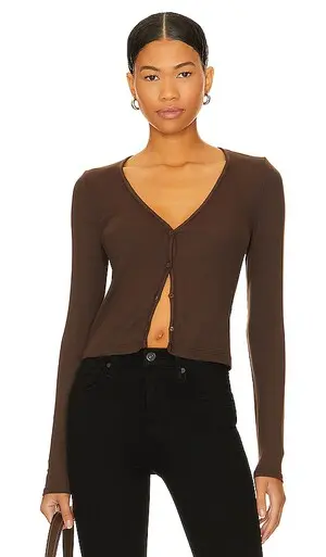 Lamade Sweet V Cardigan - Mahogany