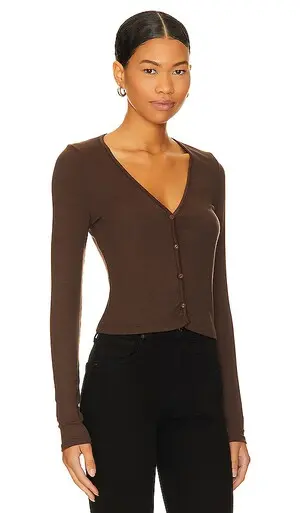 Lamade Sweet V Cardigan - Mahogany