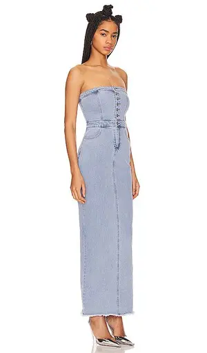 Superdown Natalia Denim Maxi Dress - Light Wash
