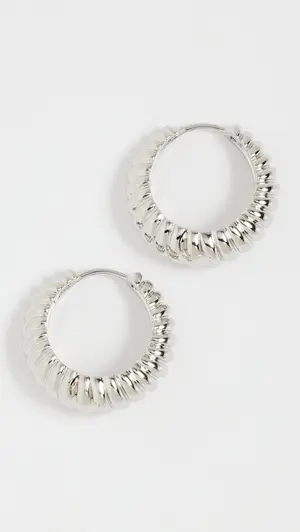 LUV AJ The Ridged Marbella Hoop Earrings