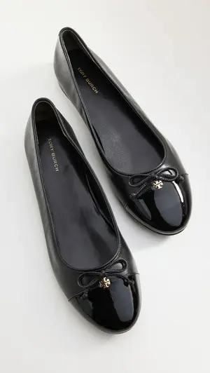 Tory Burch Cap-toe Ballerinas - Perfect Black