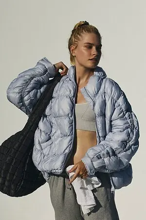 Free People Scrunchy Glossy Pippa Packable Puffer Jacket - Ice Grey