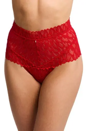 MONTELLE INTIMATES Lacey High Waist Lace Briefs - Sweet Red