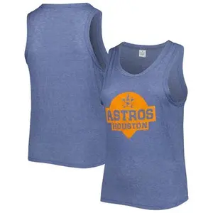 SOFT AS A GRAPE Houston Astros High Neck Tri-blend Tank Top - Navy
