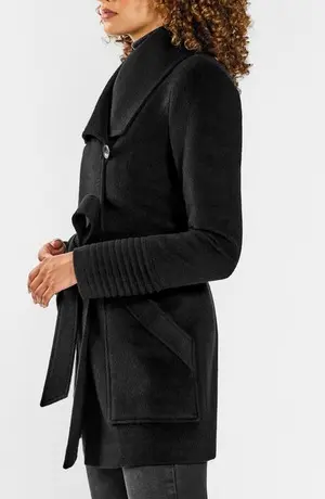 Sentaler Wide Collar Tie Waist Coat - Black