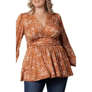 KIYONNA Leah Gathered Top - Amber Vining Florals