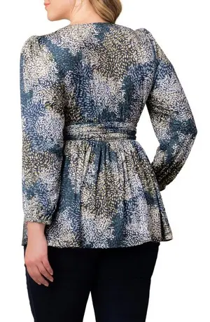 KIYONNA Leah Gathered Top - Blue Multi
