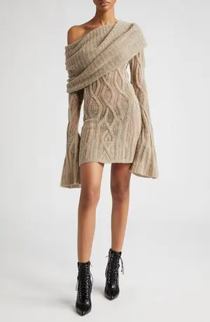 chenille cable knit mini dress self-portrait - Black Chenille Knit Mini Dress main image 1