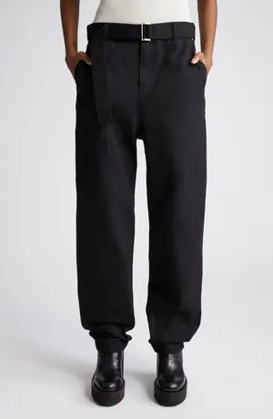 Sacai Carhartt Wip Belted Cotton Canvas Pants In Black - 60% Off