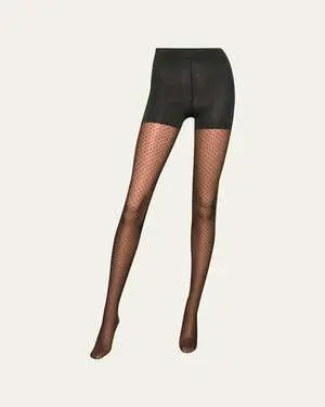Wolford Geometric Dots Control-top Tights - Fairly Light/blac