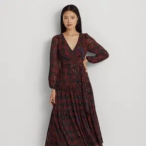 Ralph Lauren Checked Paisley Belted Georgette Dress In Red/Black/Multi -  26% Off | Editorialist