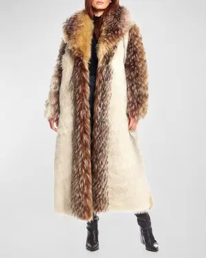 Fabulous Furs Faux-Fur Shawl-Collar Full-Length Coat - Arcwolf