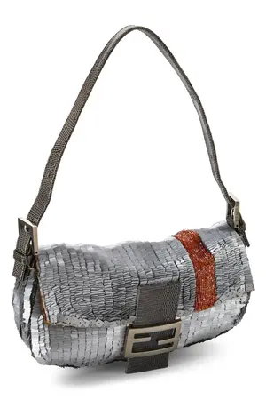 Fendi Sequin Baguette Shoulder Bag - Silver