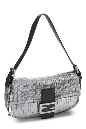 Fendi Sequin Baguette Shoulder Bag - Silver