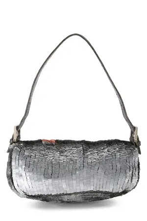Fendi Sequin Baguette Shoulder Bag - Silver