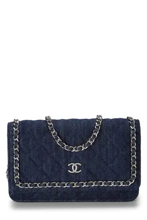 Chanel Quilted Denim Wallet On Chain