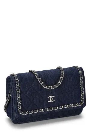 Chanel Quilted Denim Wallet On Chain