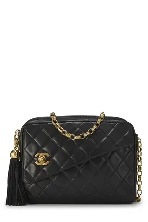 Chanel Lambskin Diagonal Camera Bag - Black