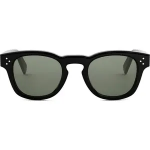 Celine CELINE Bold 3 Dots 49mm Square Sunglasses Shiny Black / Green