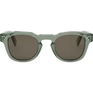 Celine CELINE Bold 3 Dots 49mm Square Sunglasses Shiny Dark Green /brown