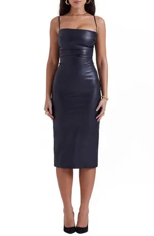 House Of Cb Jalena Faux Leather Cocktail Dress - Black