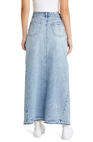 PROSPERITY DENIM Release Hem Denim Maxi Skirt