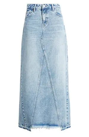 PROSPERITY DENIM Release Hem Denim Maxi Skirt