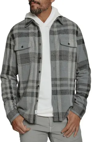 7 Diamonds Generation Plaid Stretch Button-up Shirt - Grey