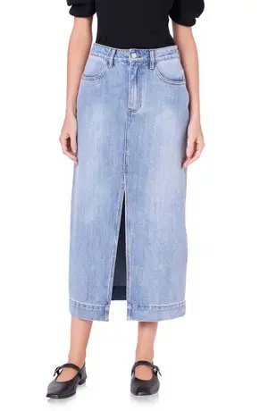 English Factory High Waist Denim Midi Skirt