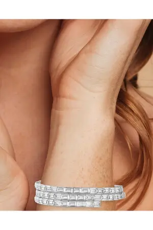 KENNETH JAY LANE Baguette Cubic Zirconia Triple Coil Wrap Bracelet
