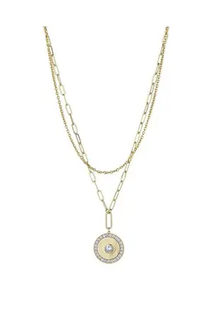 KENNETH JAY LANE Double Stranded Cubic Zirconia Pendant Necklace - Gold